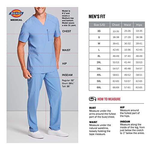 Dickies Dynamix Scrubs for Men, Athletic-Inspired V-Neck Chest Pocket Scrub Top with Four-Way Stretch and Moisture Wicking DK610, L, Black