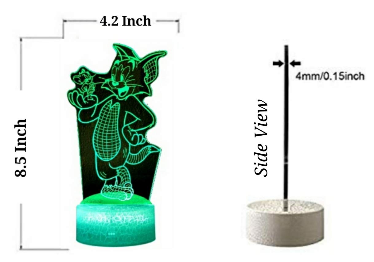 Z ZILLION CRAFT Tom and Jerry Illusion 3D Night lamp for Kids Bedroom. 7 Color Changing Optical lamp with Touch Sensor. Best for Kids as Gifts.