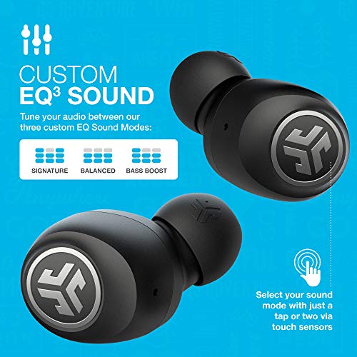 JLab Go Air True Wireless Bluetooth Earbuds + Charging Case | Black | Dual Connect | IP44 Sweat Resistance | Bluetooth 5.0 Connection | 3 EQ Sound Settings Signature, Balanced, Bass Boost