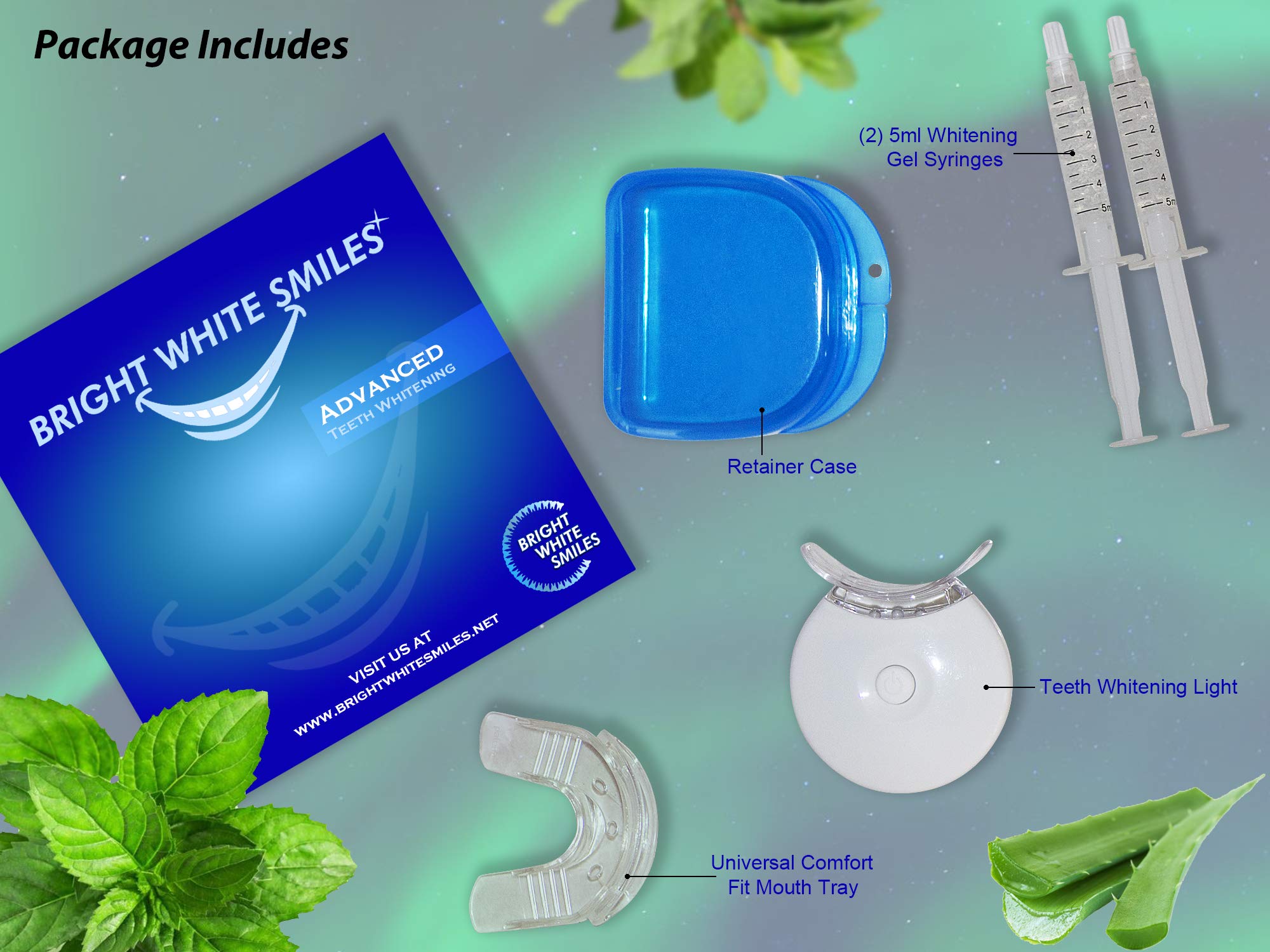 Bright White Smiles Teeth Whitening Kit | LED Light Activated Teeth Whitener | With 2x 5ml 35% Carbamide Peroxide Gel Syringes | Comfort Fit Mouth Tray & Case | For Home Use | Professional Results