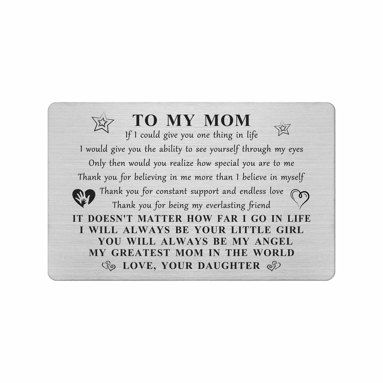 Yobent Mom Gifts from Daughter, Happy Birthday Mom Gift Card, Personalized Thank You Mom Christmas Gift for Women, I Love My Mom Present