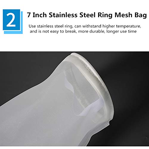 Nylon Mesh Monofilament Filter Socks Bag 50 Micron 7 Inch Ring by 16 Inch Long NMO Liquid Filter Bag Size 1-1Pack (50 Micron 7" x 16")