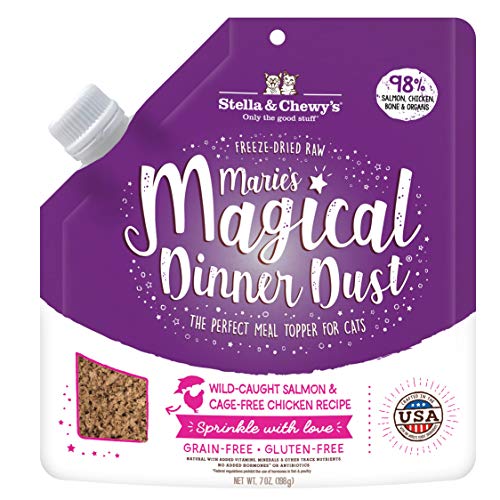Stella & Chewy’s Freeze-Dried Raw Marie’s Magical Dinner Dust – Grain Free, Protein Rich Cat & Kitten Food Topper – Wild-Caught Salmon & Cage-Free Chicken Recipe – 7 oz Bag
