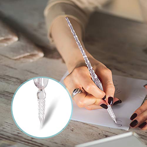 Glass Dip Pen Set,Calligraphy Pen,Crystal Signature Pen for Art, Writing, Signatures -Decoration and Business Gift