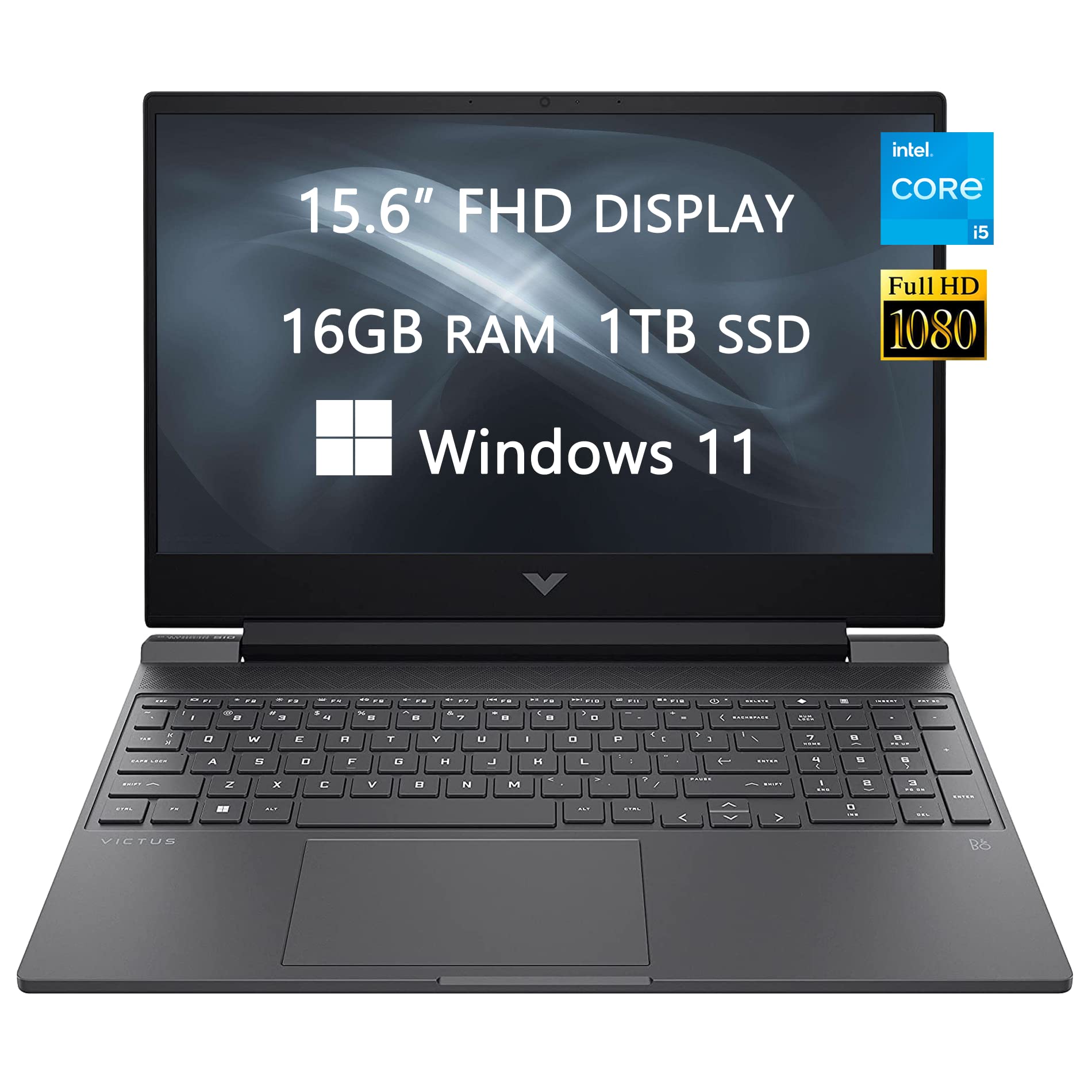 2022 Newest HP Victus Laptops, 15.6 inch FHD Computer, Intel Core i5-12450H, NVIDIA GeForce GTX 1650, 16GB RAM, 1TB SSD, Backlit Keyboard, Ethernet, Webcam, Bluetooth,Windows 11, Includes HDMI Cable