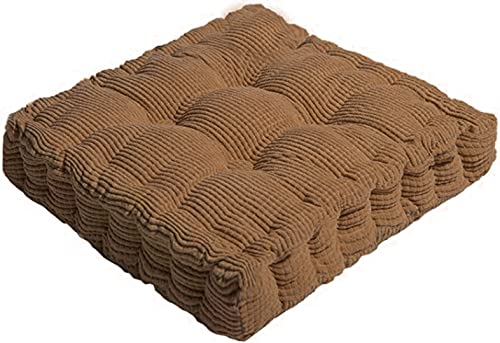 ChezMax Chair Cushions Large Outdoor Indoor Seat Cushion Thickened Bench Mat Durable Floor Pillow Winter Chair Pads for Bedroom Balcony Car Office Patio Sofa Travel Brown Square 20"