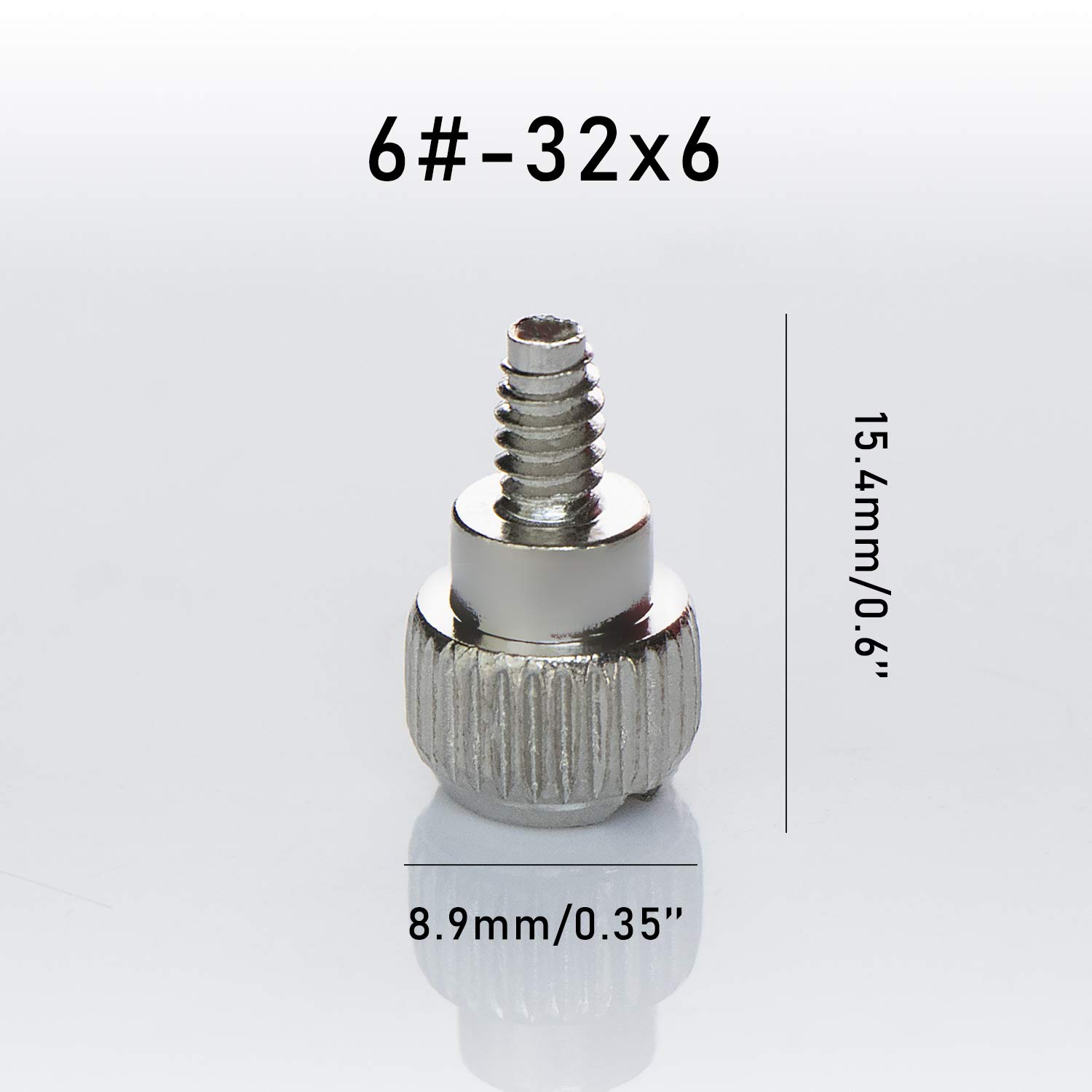 VAPKER 50PCS 6#-32x6 M3.5 PC Computer Case Thumbscrews Thumb Screws Silver Zinc for Hard Drive Computer Case Motherboard Fan Power Graphics