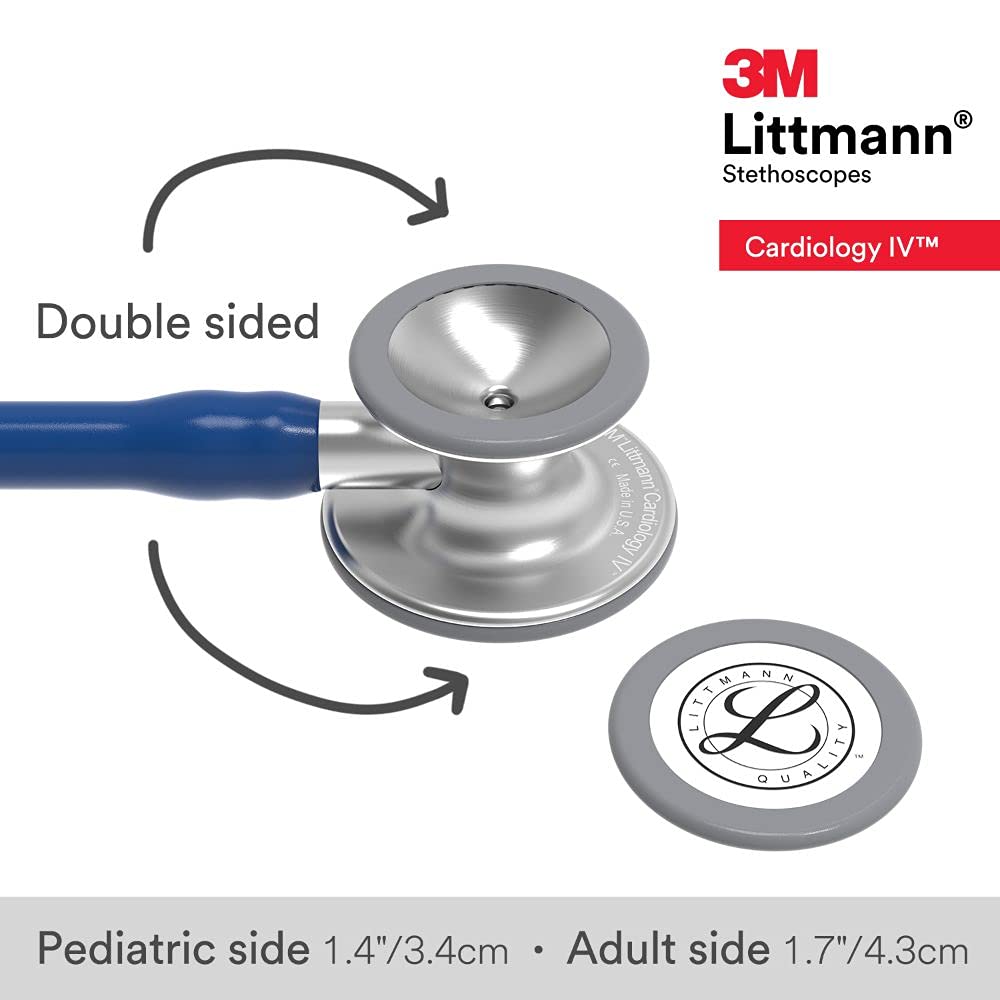 3M Littmann Stethoscope, Cardiology IV, Navy Blue Tube, Stainless Steel Chestpiece, 27 Inch, 6154 & 40007 Stethoscope Identification Tag, Black