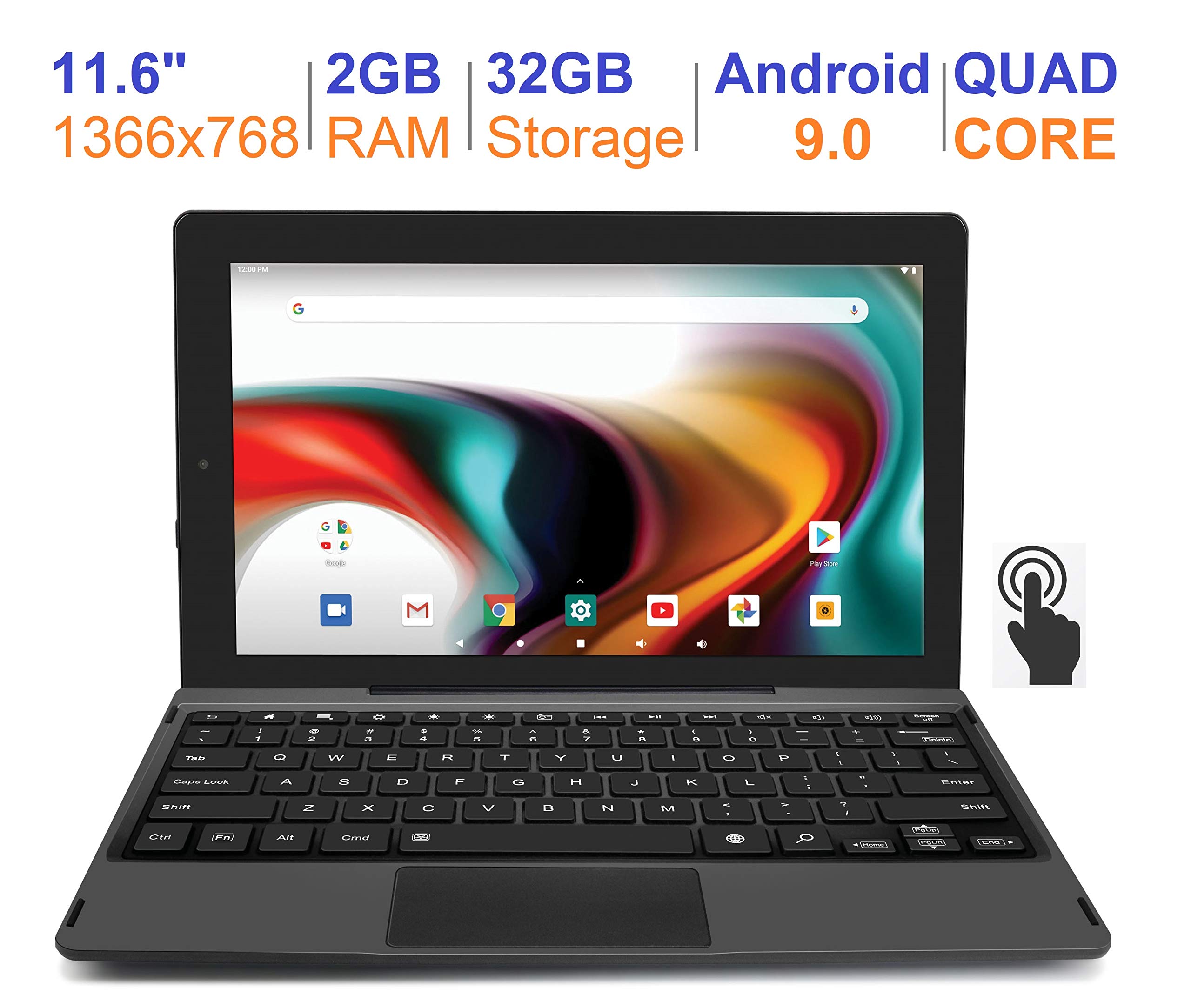 RCA 11 Delta Pro 11.6 Inch Quad-Core 2GB RAM 32GB Storage IPS 1366 x 768 Touchscreen WiFi Bluetooth with Detachable Keyboard Android 9.0 Tablet (Black)