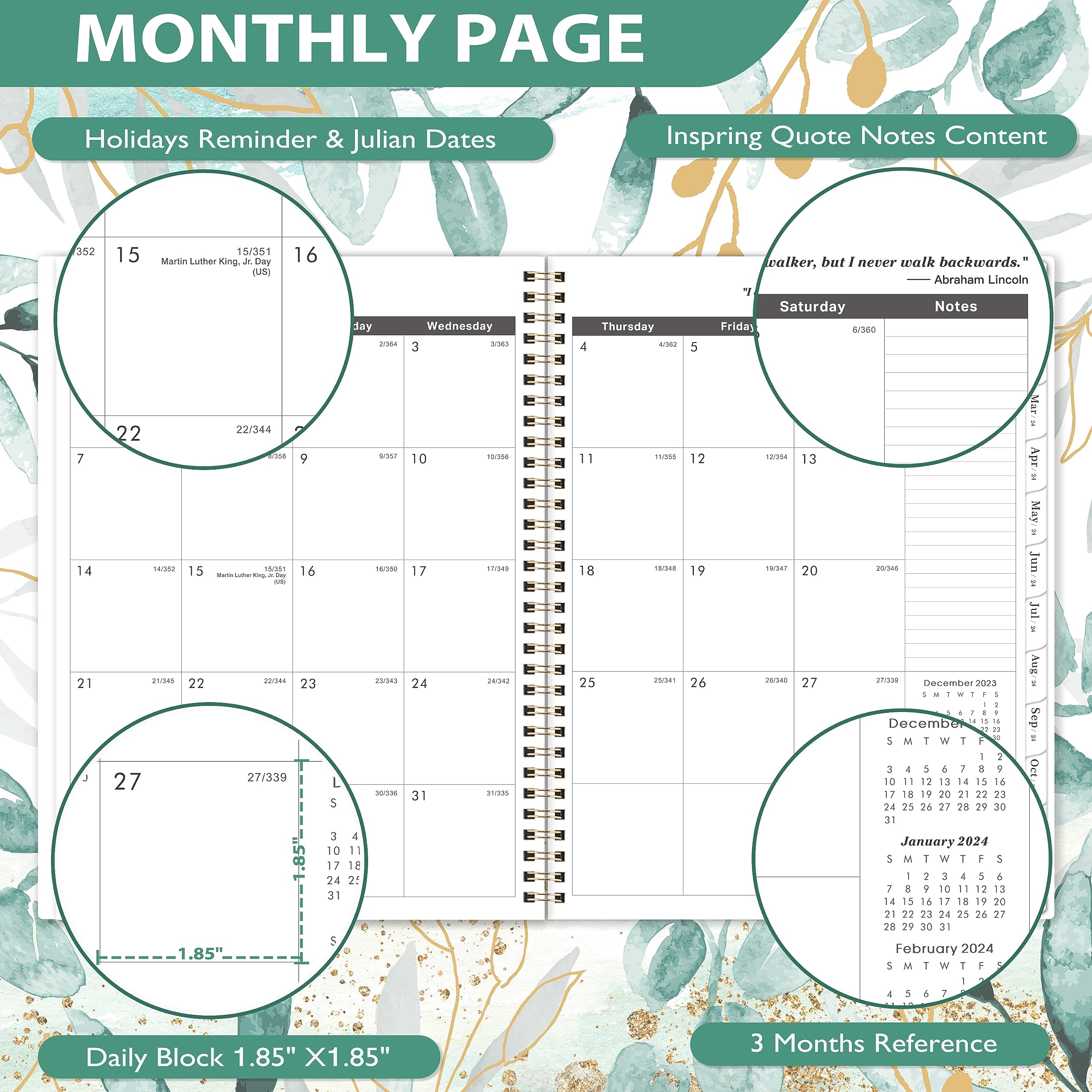 2024-2025 Monthly Planner - Monthly Planner 2024-2025, January 2024 - December 2025, 8.5" x 11", 2 Year Monthly Calendar, Monthly Planner 8.5''x11'' with Monthly Tabs, Double Back Pocket, Large Blocks