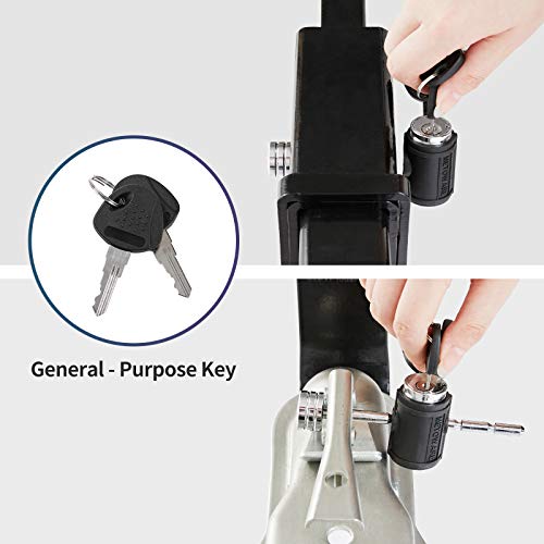 METOWARE Trailer Hitch Lock& Coupler Lock Kit, Swivel Head Hitch Receiver Pin Lock, 5/8" Dia Pin Lock and 1/4β Dia 1" to 3" Adjustable Span Trailer Lock