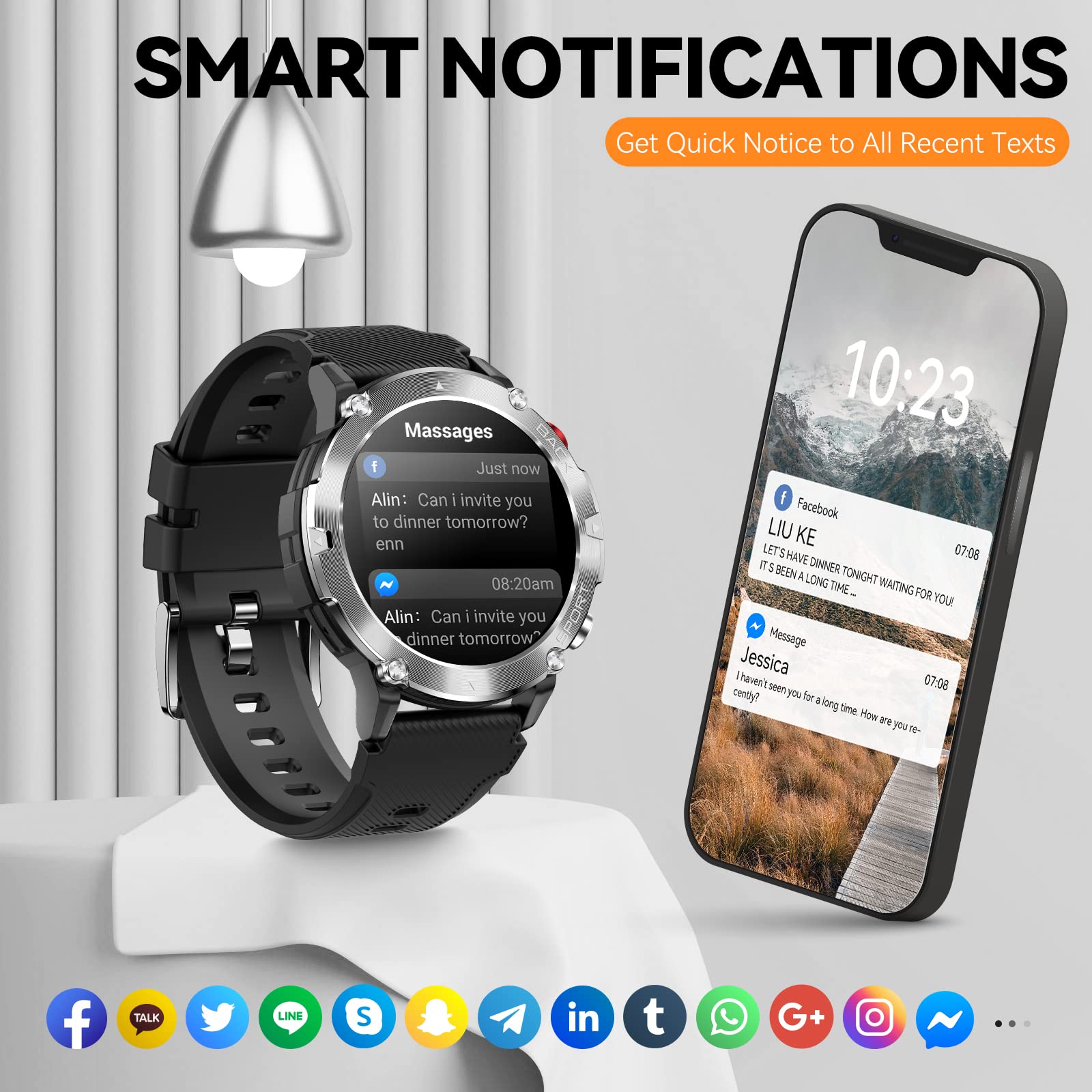 2022 Smart Watch for Men Answer Make Call Activity Tracker 1.32" Touch Screen Fitness Tracker with Heart Rate Sleep Monitor Sports Smart Watches Compatible with Android iPhone Samsung