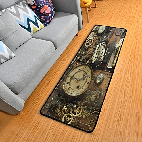 ALAZA Steampunk Ancient Gears Clock Vintage Collection Area Mat Rug Rugs for Living Room Bedroom Kitchen 2' x 6'