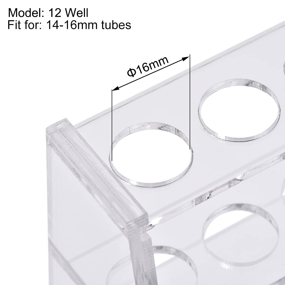 uxcell Acrylic Test Tube Holder Lab Stand Rack 12 Wells for 10ml Centrifuge Tubes Clear