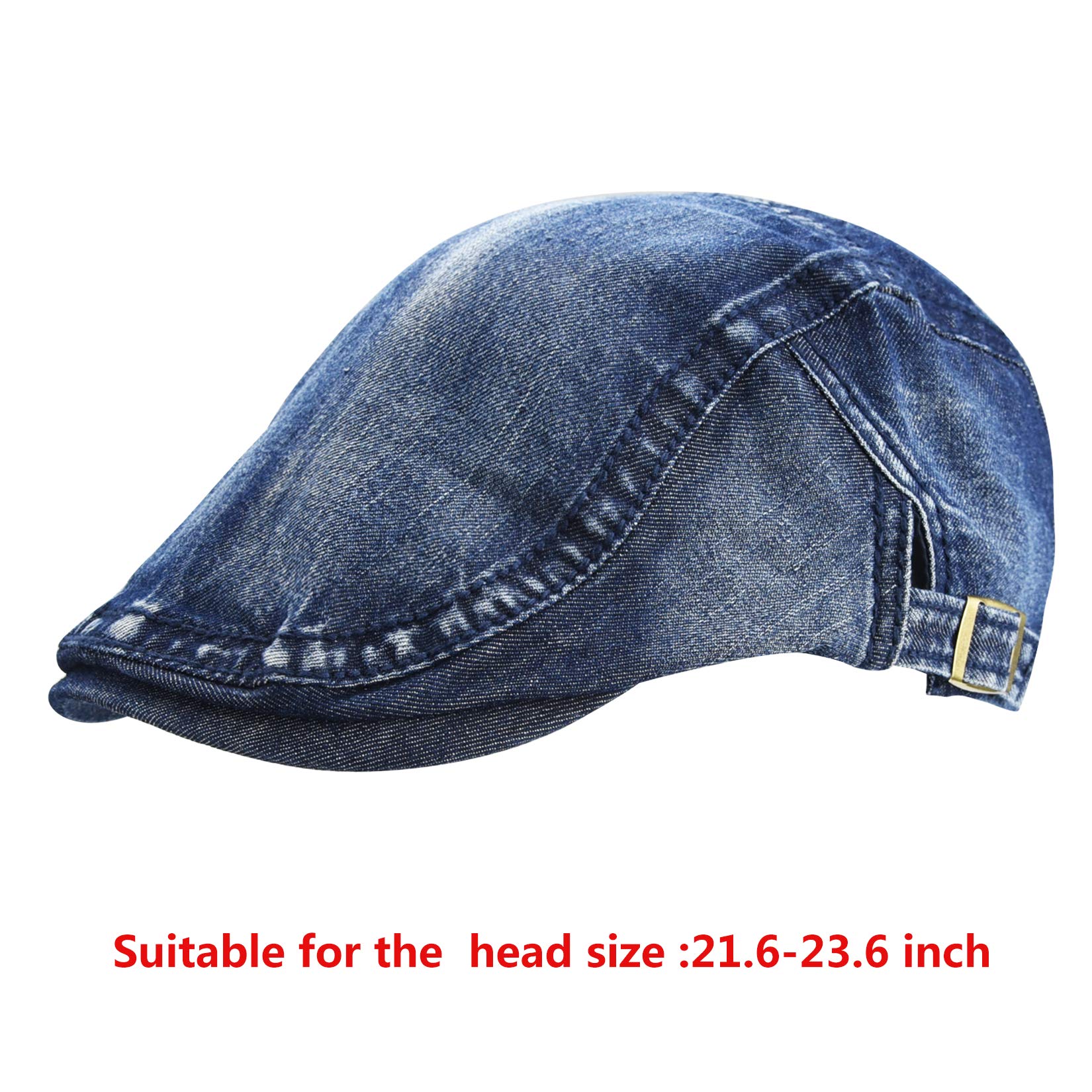 2 Pack Men's Flat Cap Adjustable Ivy Gatsby Newsboy Cabbie Hat for Men Women Blue (Deep Blue, Light Blue)