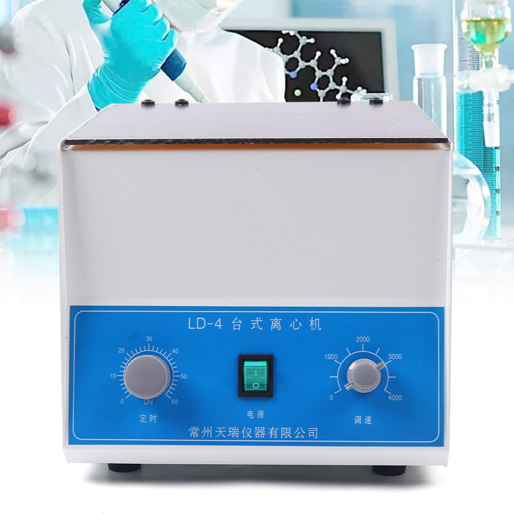 LD-4 Electric Lab Benchtop Centrifuge, 4000RPM 4 Tubes x 100ml Centrifuge Machine with Timer and Speed Control for Lab