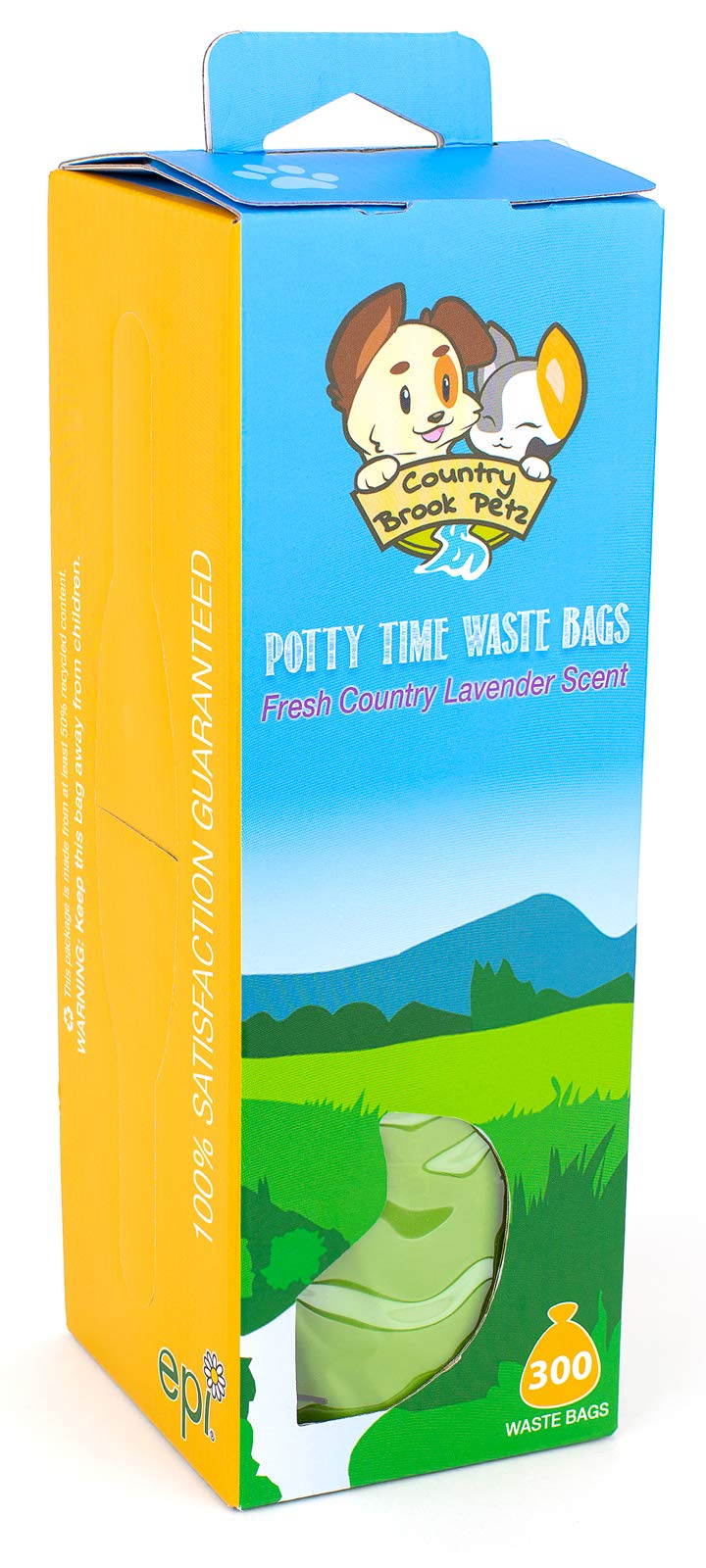300 Count Country Brook Petz - Lavender Scented Potty Time Waste Bags, Single Roll