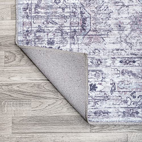 JONATHAN Y WSH102A-3 Didim Boho Gray Medallion Machine Washable Indoor Bohemian Transitional Area Rug,High Traffic,Kitchen,Living Room,Backyard,Non Shedding,3 X 5,Gray/Purple