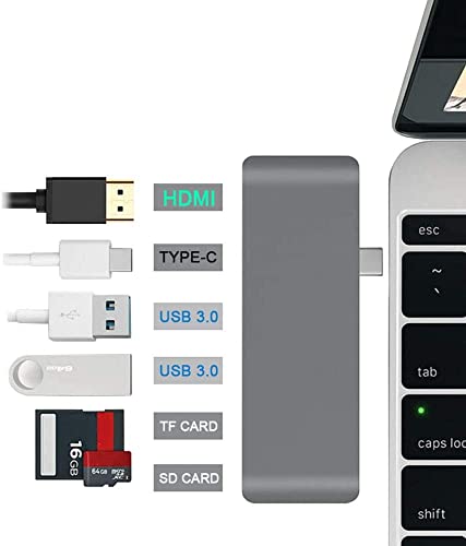 2022 USB C Hub 6-in-1 USB C Adapter Hub HDMI 4K HD Support Dex Mode for MacBook Air, MacBook Pro, XPS, and More with PD TF SD Card Reader Hub 3.0