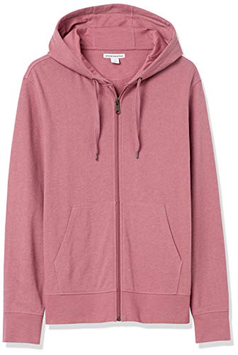 Amazon Essentials Men's Lightweight French Terry Full-Zip Hooded Sweatshirt, Pink, Large