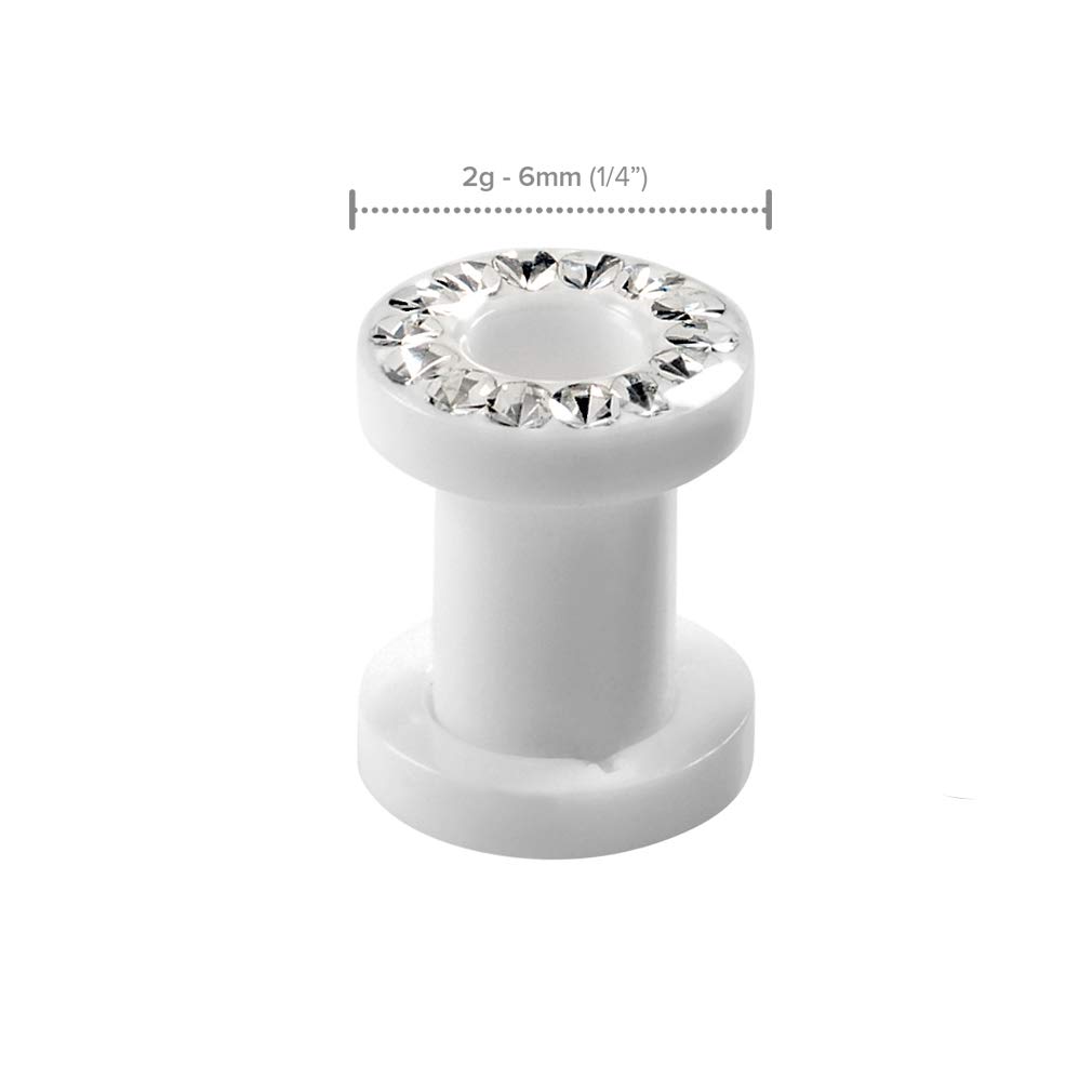 2pc 2g Ear Gauges Screw Fit Flesh Tunnels Acrylic Expander Stretcher Plugs Double Flared For Gauging Out Lobe White