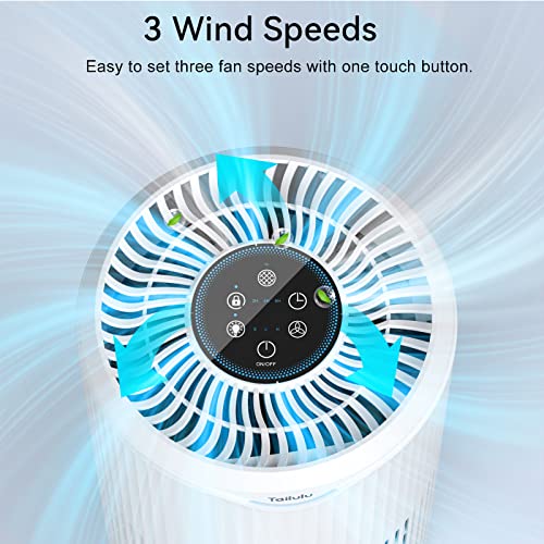 Air Purifiers for Home Large Room Up to 1345 Ft², Tailulu H13 True HEPA Air Filter Purify Smoke Pollen Pet Dander Dust Smell for Bedroom, Kitchen, Air Cleaner with Replacement Filter