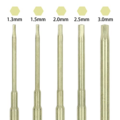 5 in 1 RC Model Repair Tools Kit with 1.3mm 1.5mm 2.0mm 2.5mm 3.0mm Hex Screwdrivers Wrench S2 High Speed Steel Titanium Plating Allen Key Quick Change for RC Cars Helicopter Drone Boat - Red