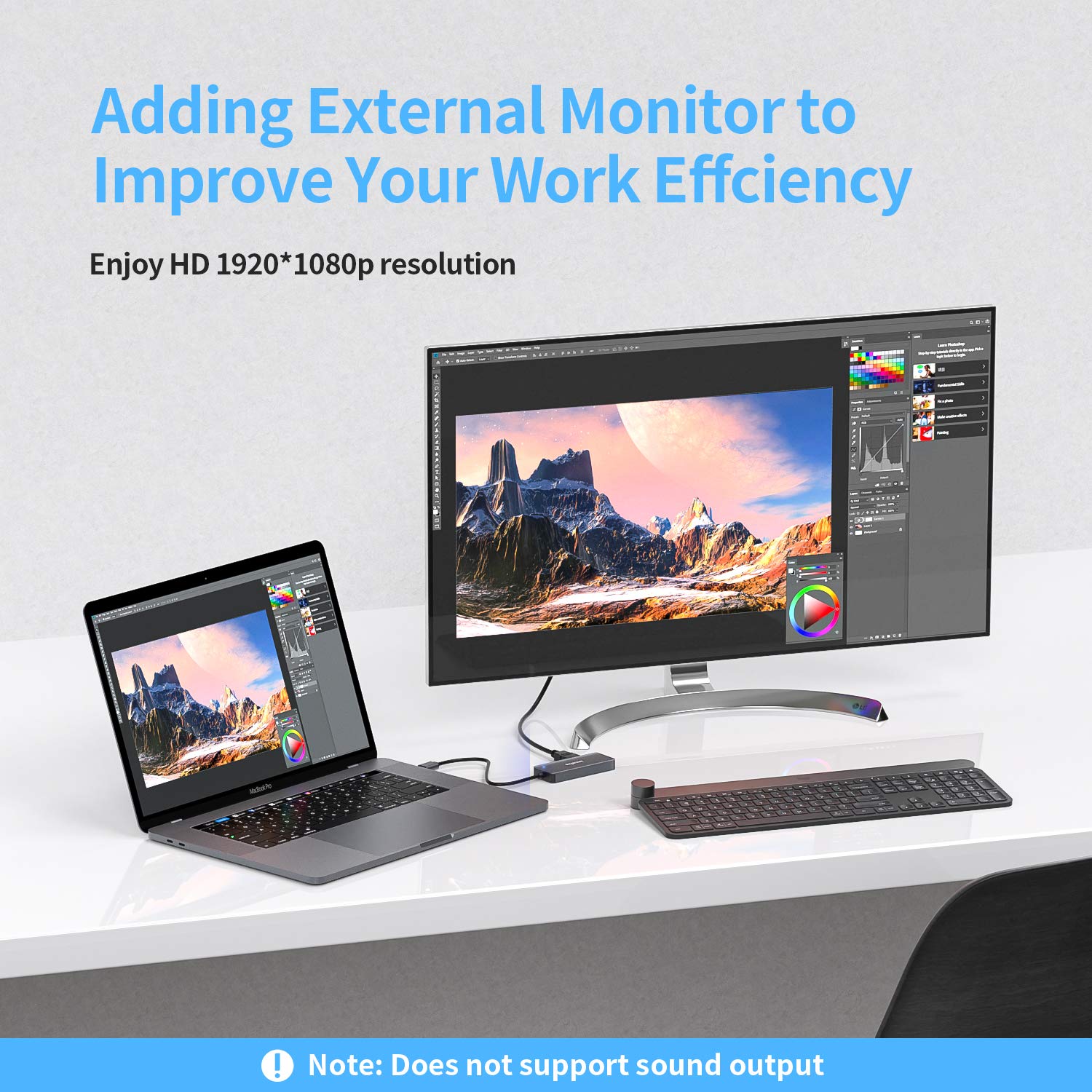 USB to HDMI Adapter, 5-in-1 USB hub 3.0 with HDMI 1080p for Extended Monitor PC Laptop Desktop, 2 USB Ports, SD and Micro SD Card Reader Support Windows, MACOS