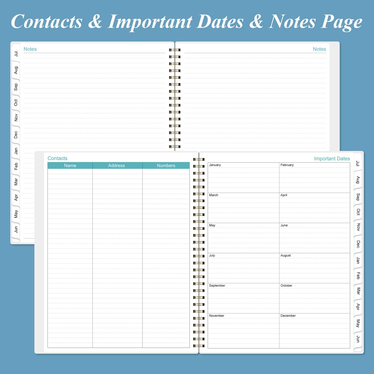 2024-2025 Planner - Weekly & Monthly Planner Spiral Bound, Planner 2024-2025 from July 2024 - June 2025 with Monthly Tabs, Inner Pocke, 8.5" x 11", Dark Blue