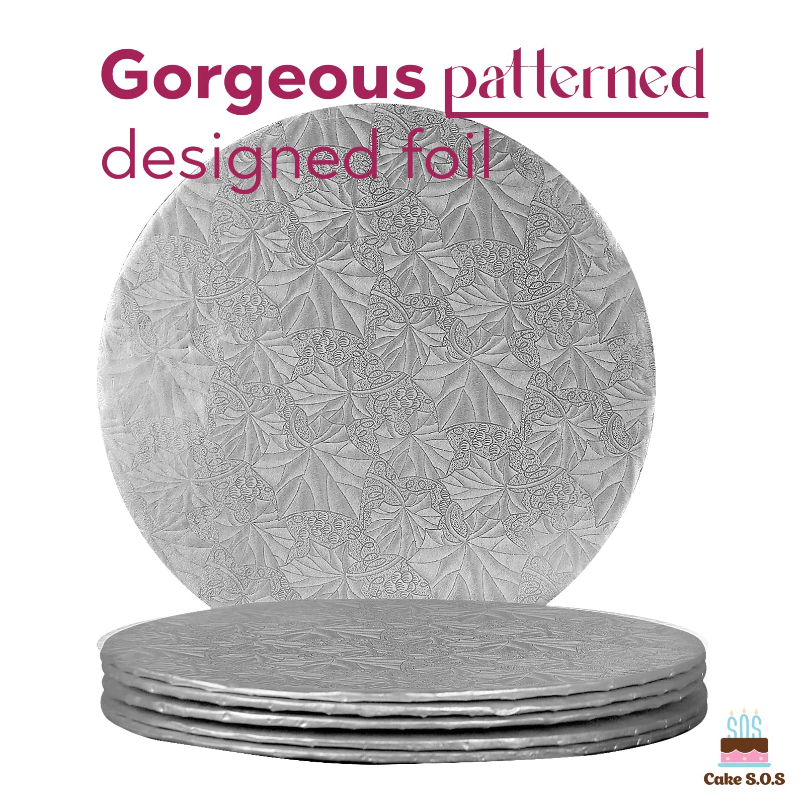 6 inch Silver Round Thin Sturdy Cake Board Drums for Displaying Cakes, 1/4 inch Thick, 6 Count