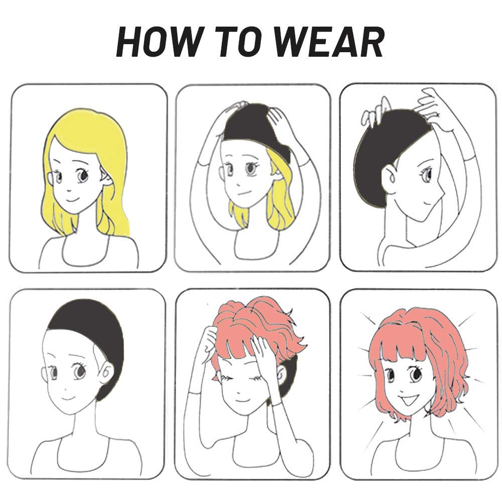Smilco Mesh Dome Cap for Wig Making 6 Pack Stretchable Dome Mesh Lace Front Wig Caps for Women (Black)