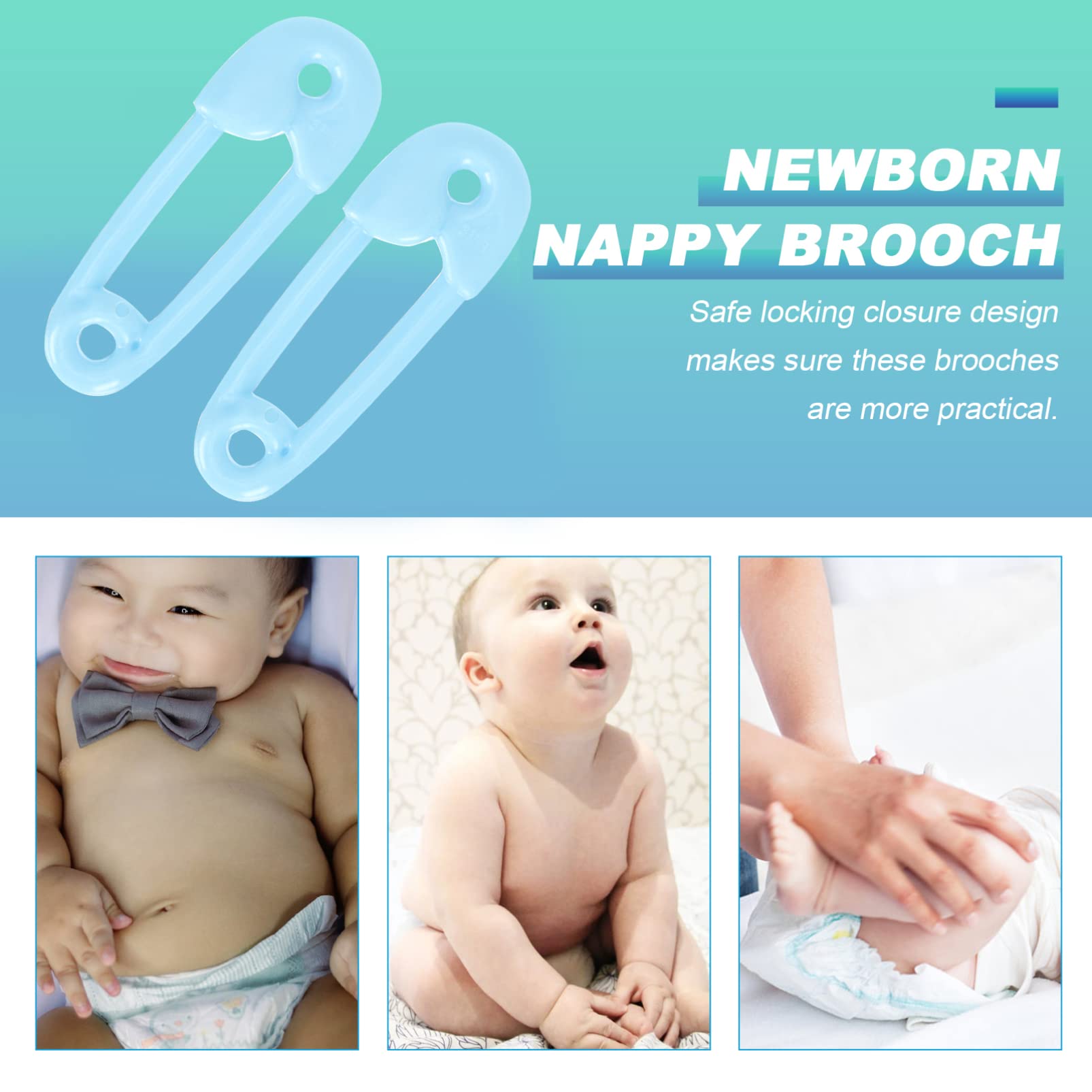 36pcs Diaper Pins Safety Pins Plastic Head Cloth Diaper Pins or Shower Diaper Pins for Newborn Blue