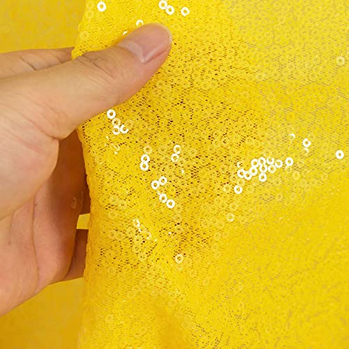 Sequin Fabric Glitter Fabric 3mm 1 Yard Sequin Fabric by The Yard Sparkly Fabric Little Mermaid Fabric Outdoor Glitter Fabric Sequence Material for Dress Clothing Wedding Home Dec (1 Yard, Yellow)
