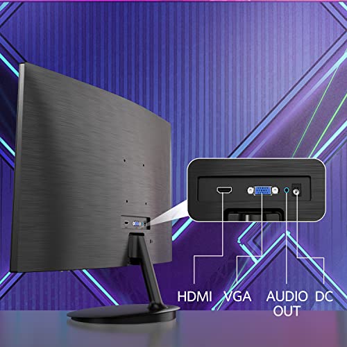 Fiodio 24" Curved 75Hz Refresh Rate Computer Monitor Full HD 1080P HDMI VGA Ports with Speakers, VESA Wall Mount Ready (HDMI Cable Included)