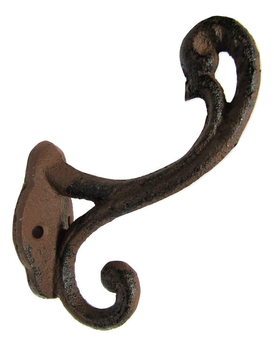 Cast Iron Coat Hat Hooks 3 Inch Set of 6 Double hook Rustic Antique Style