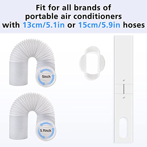 AGPTEK Window Seal for Air Conditioner with 2 in 1 Coupler, Upgraded Portable AC Replacement Sliding Window Kit, Adjustable Length Panels for Air Conditioner Exhaust Vent Hose of 5.1"/5.9" Diameter
