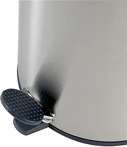 Kela Bathroom Trash Can with Soft Close, Step-On Lid, Silver, 0.8 Gallons, 9 inches Tall, Small Waste
