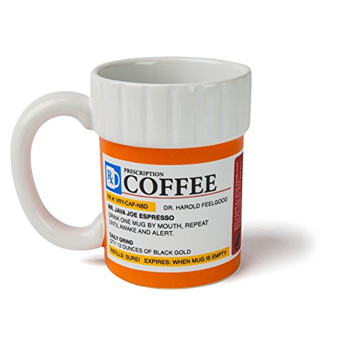 BigMouth Inc. Coffee Mug with A Fun Prescription, Cute Mugs, for Coffee Lovers, White