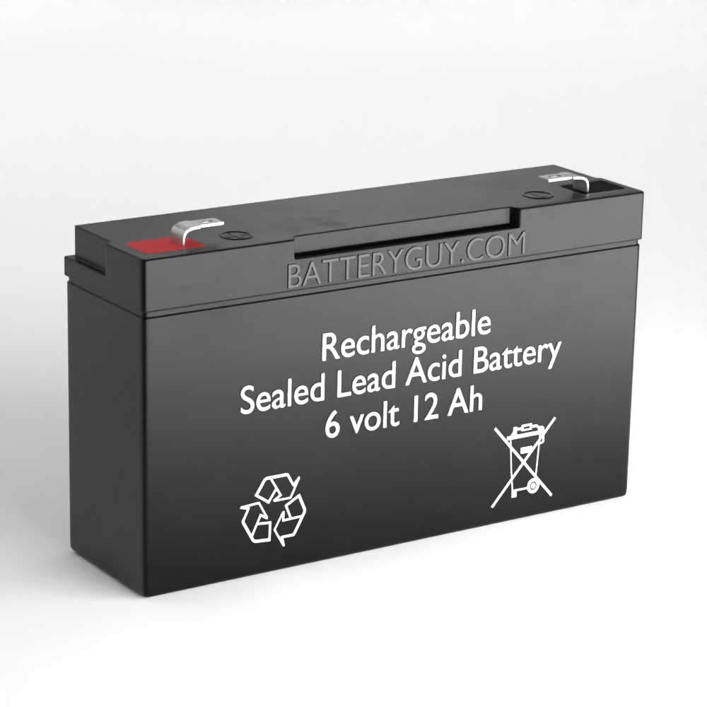 BatteryGuy PS-6100-F1 Replacement 6V 12Ah SLA Battery Brand Equivalent (Rechargeable) - Qty of 1