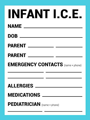 BlueApe ICE Infant Car Seats Medical Information Stickers - Emergency Stickers for Cars - Baby Monitor Car Accessories (Blue, 3 Pack)