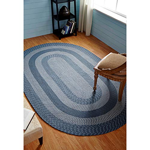 Better Trends Newport Braid Collection is Durable and Stain Resistant Reversible Indoor Utility Rug 100% Polypropylene in Vibrant Colors, 22" x 40" Oval, Slate Blue
