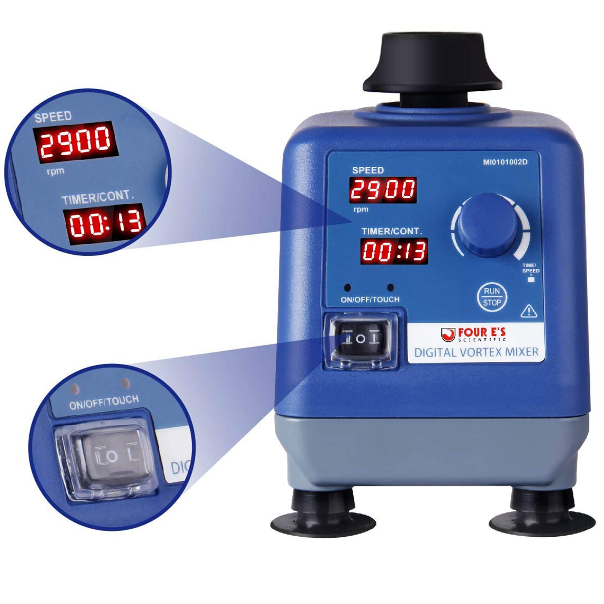Laboratory Vortex Mixer, 0-3000RPM, LED Display Lab Vortex Shaker, Touch & Continuous Function, for Test Tubes Acrylic Paints Ink