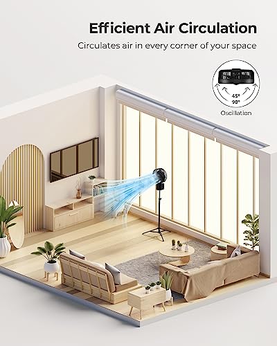 Airbition 10" Portable Pedestal Fan, 10000mAh Rechargeable Table Fan with 7 Speeds, Oscillating Standing Fan with Timer for Bedroom, Office, Camping