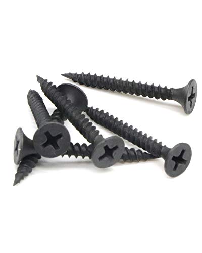 IMSCREWS Drywall Screws, #7 x 1-3/8 Inch Phillips Flat Wood Screws 200pcs, Fine Thread Black Phosphate, Self-Tapping Carbon Steel Interior Screws for Timber MDF Sheetrock