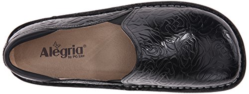 Alegria Debra Womens Professional Shoe Black Embossed Rose 7 M US