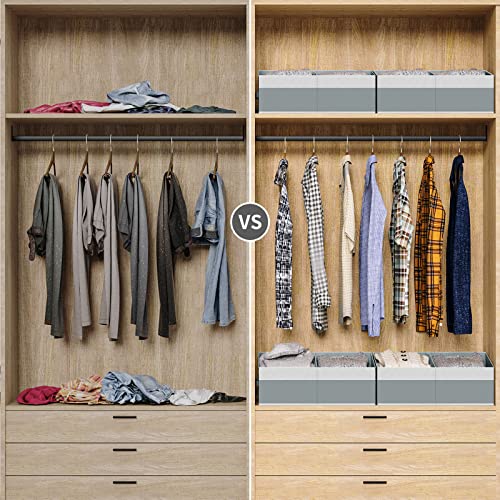 DIMJ Trapezoid Storage Bins, 3 Packs Closet Baskets, Foldable Fabric Baskets for Clothes, Baby Toiletry, Toys, Towel, DVD, Book Gray and White