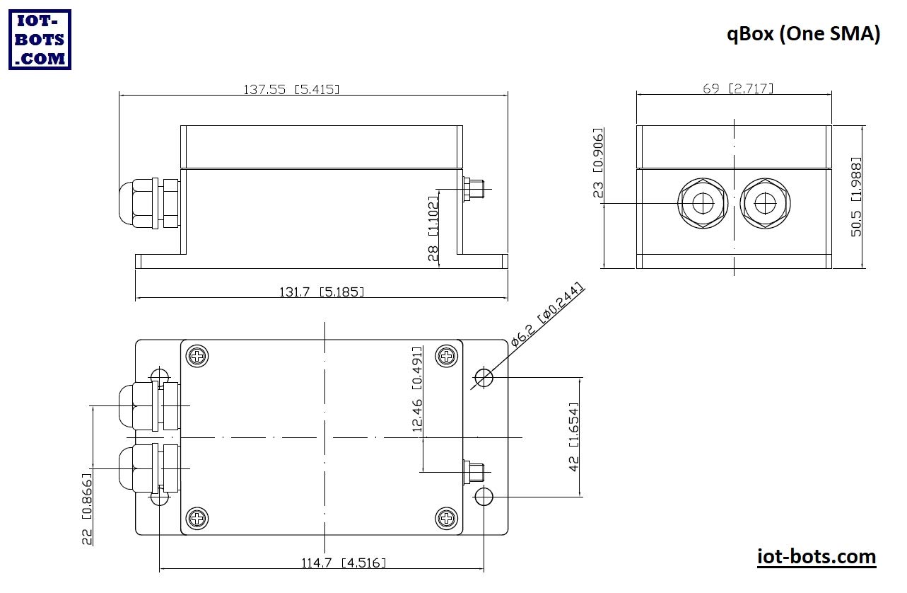 qBox DIY IOT Enclosure Kit (One SMA), IOT Enclosure for Arduino MKR Feather ESP32 Cellular LoRa WiFi Board, Waterproof IP65 Enclosure with Glands, prototyping PCB and SMA Connector