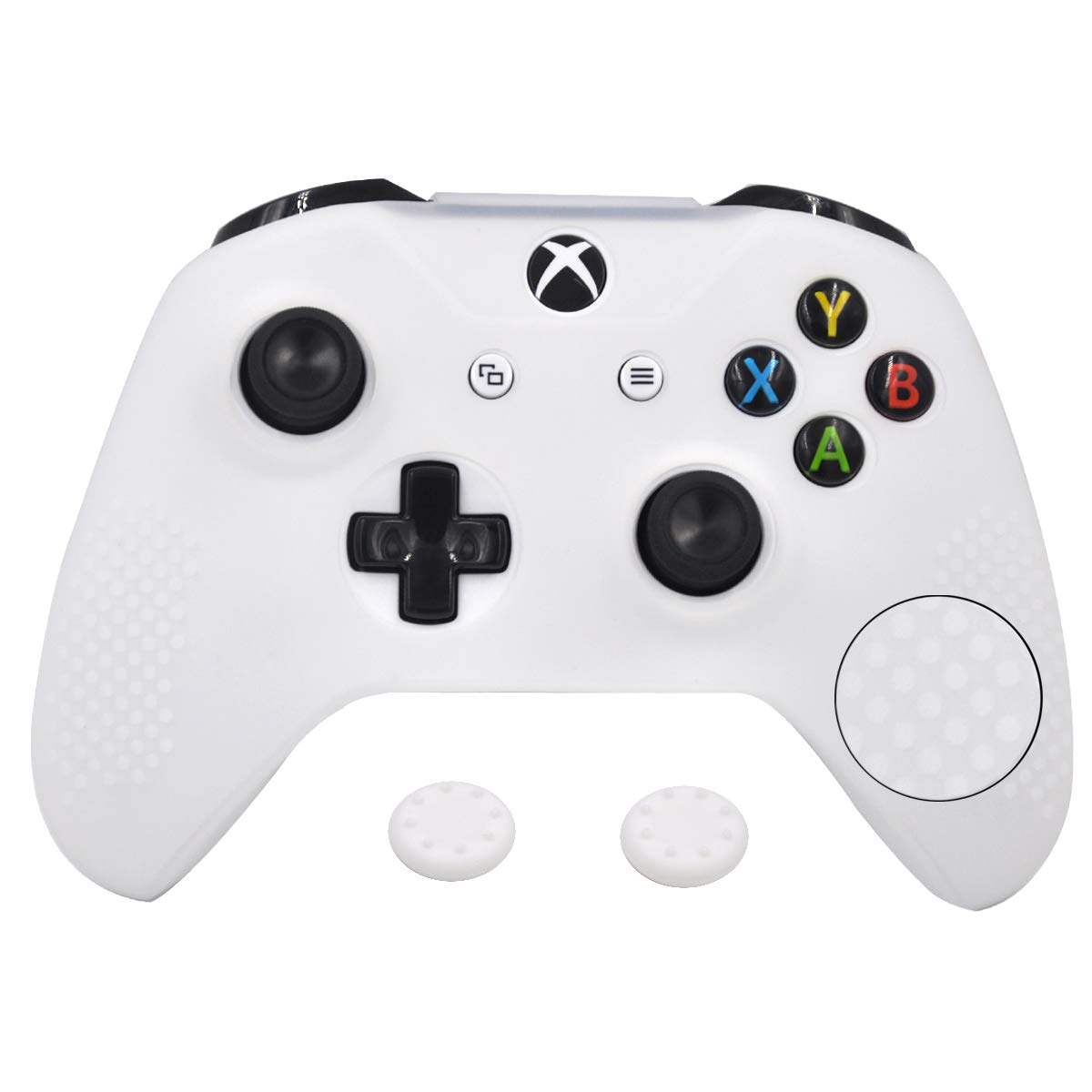 Antil-Slip Silicone Controller Cover Protective Case for Xbox One S Slim/Xbox One X Controller Soft Cover Skin with 2 Thumb Grip(White)