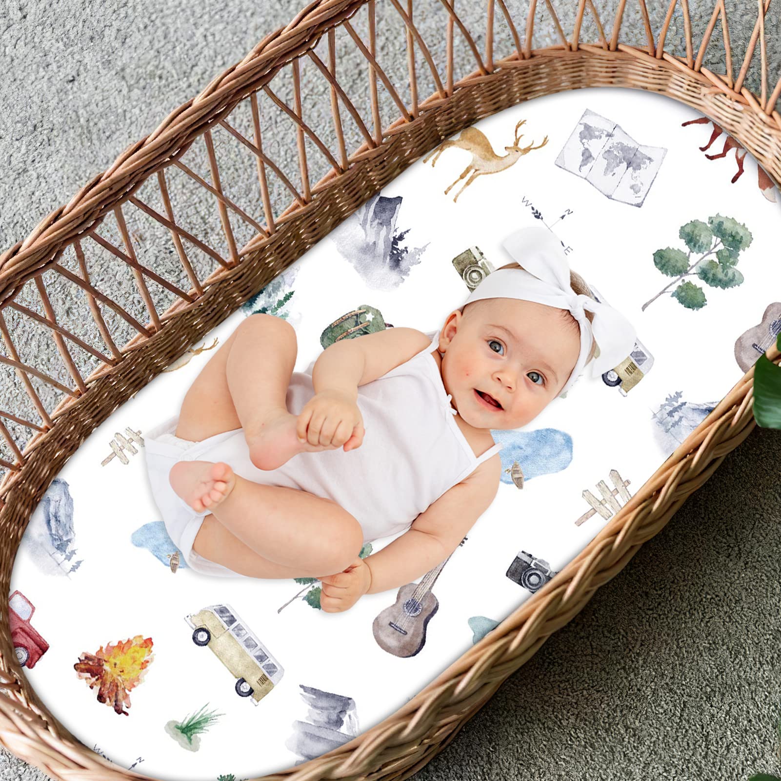 2 Pack Premium Pack N Play Sheets Playard Playpen Sheets Snug Fitted for Standard Pack and Plays and Mini Cribs - Ultra-Soft Jersey Knit, Cute Woodland Pattern