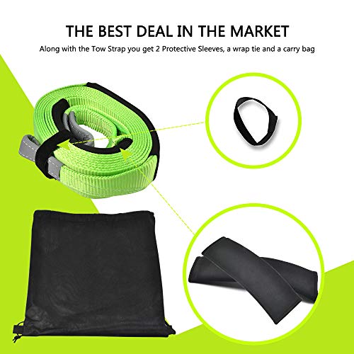 MIKKUPPA Recovery Tow Strap 35000lb - 3" x 20ft Tow Strap - Heavy Duty Nylon Recovery Strap - Water-Resistant - Recover Your Vehicle Stuck in Mud/Snow/Sand